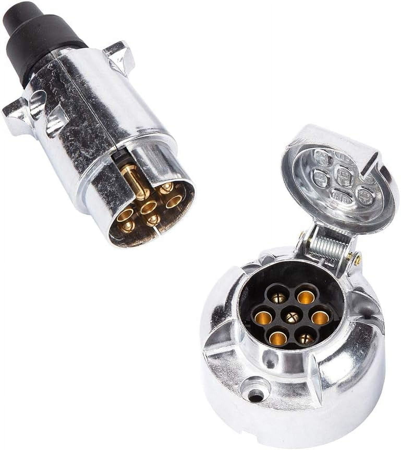 Trailer Socket And 7-Pin Metal Socket, 12V Waterproof Trailer Socket 7 ...