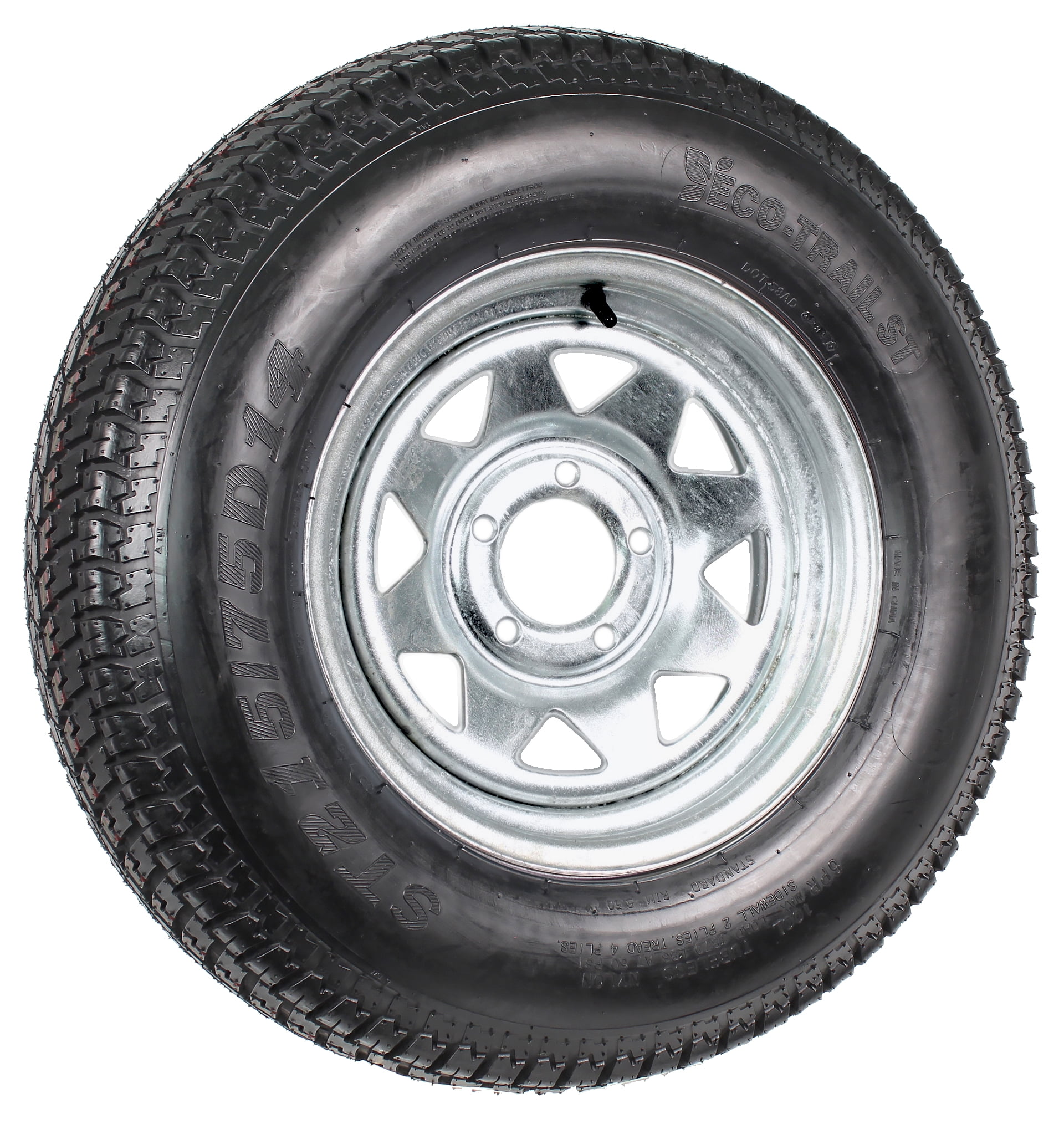 Galvanized Spoke Rim Trailer Tire ST215/75D14 14in. Load C 5 Lug Tubeless with Two Year Warranty ...