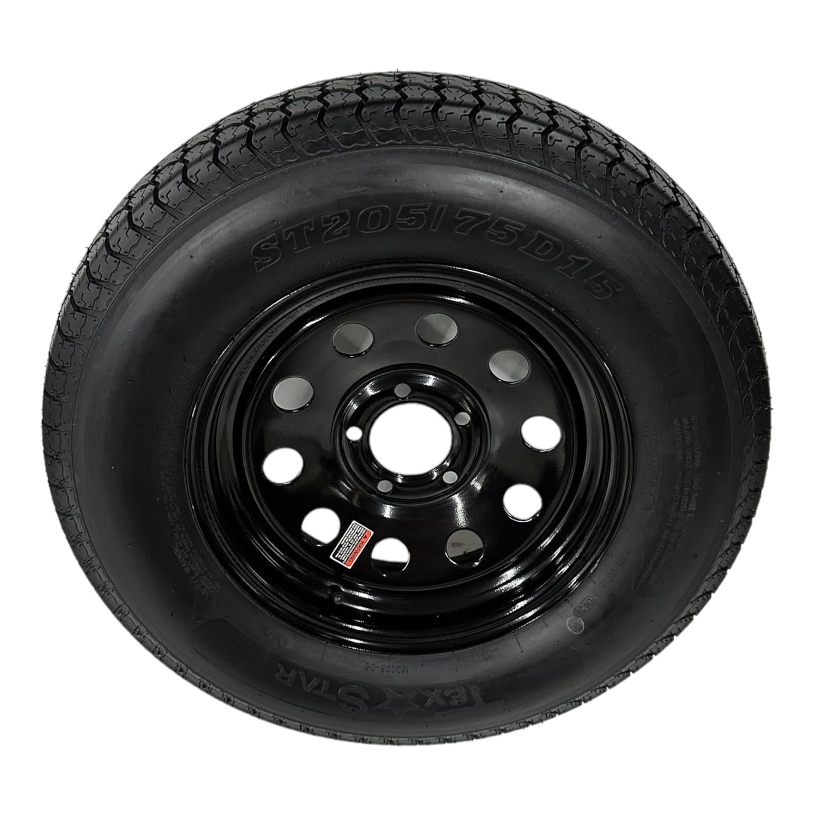 Trailer Tire on Rim ST205/75D15 Tex Star LRC 6 PLY Bias 5 Lug Black ...