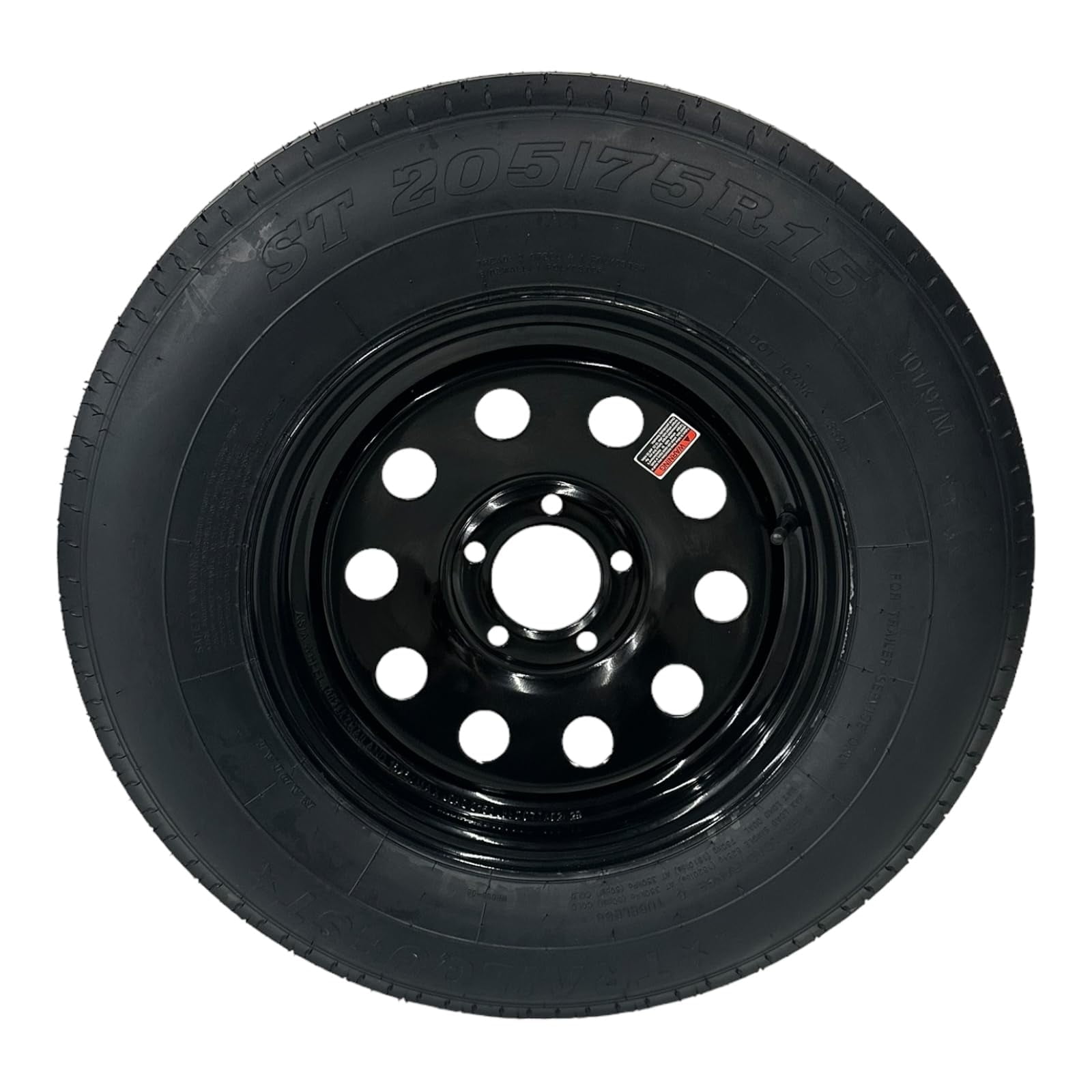 Trailer Tire on Rim ST205/75R15 TrailQuest LRC Radial 6 Ply 5 Lug Black ...