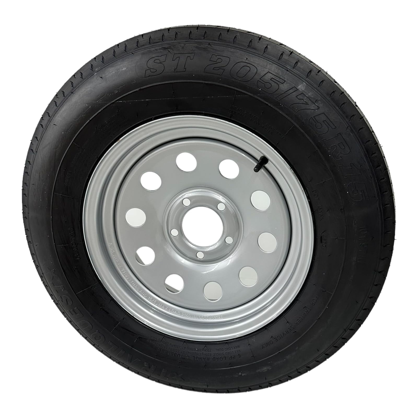 Trailer Tire on Rim ST205/75R15 TrailQuest LRC Radial 6 Ply 5 Lug ...