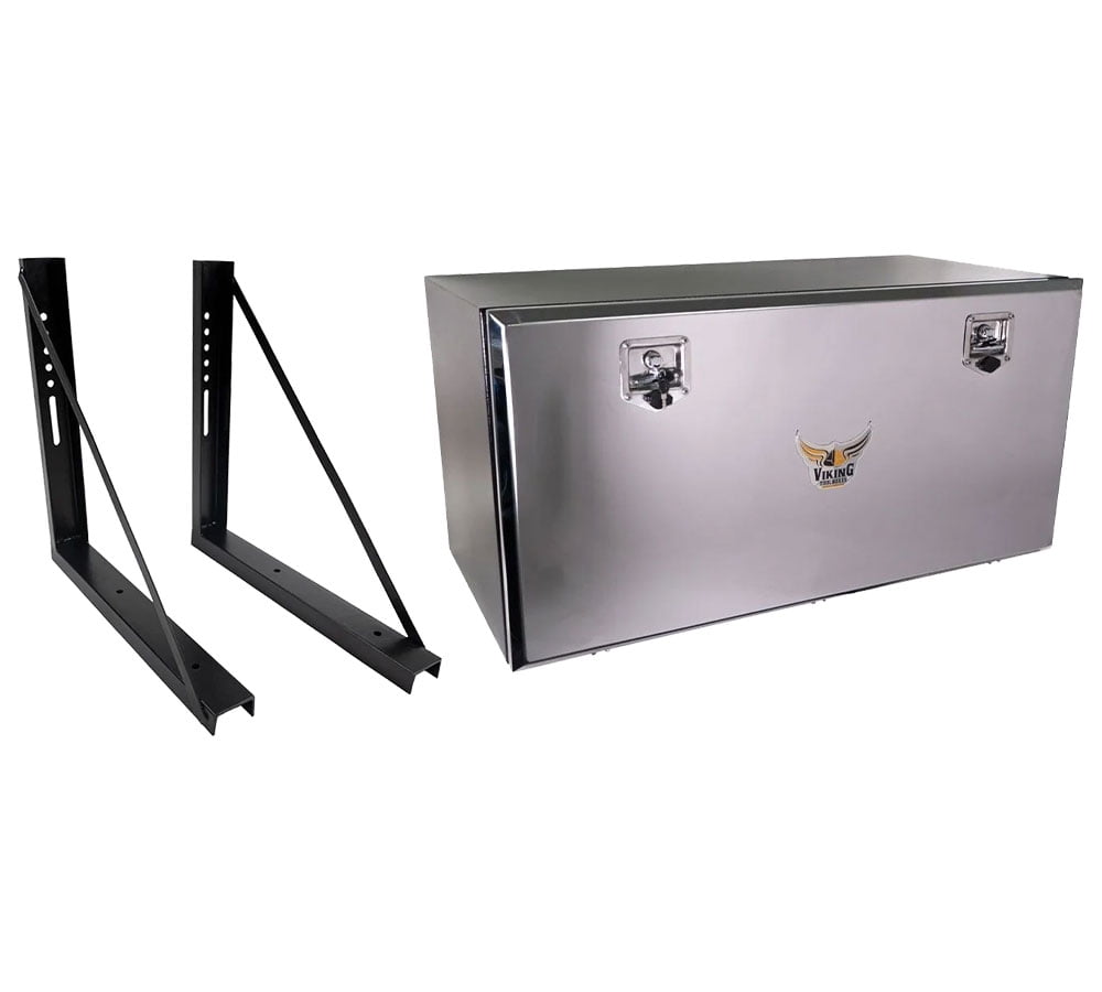 Trailer Underbody Tool Box & Mounting Bracket Kit - 24"x24"x48" Steel ...