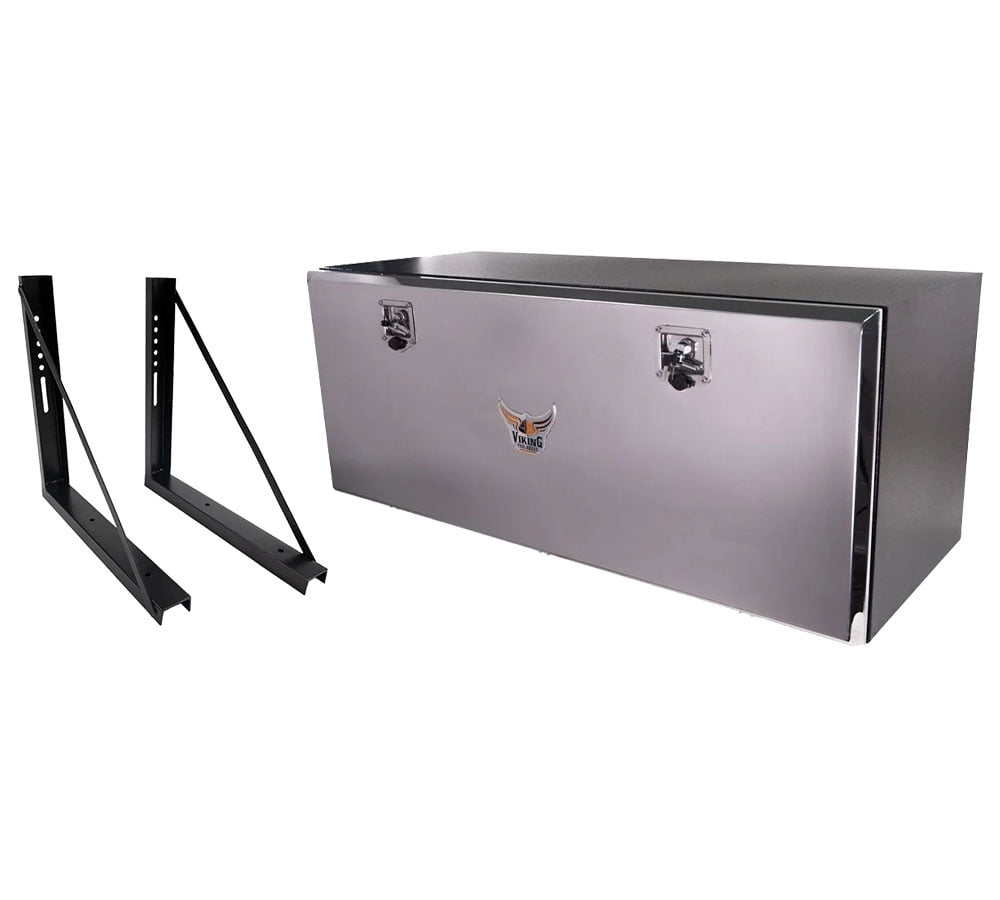 Trailer Underbody Tool Box & Mounting Bracket Kit - 24"x24"x60" Steel ...