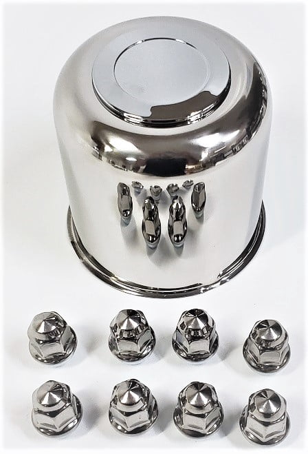 Trailer Wheel Lug and Cap Set - Stainless Hub Cover With 8 Stainless ...