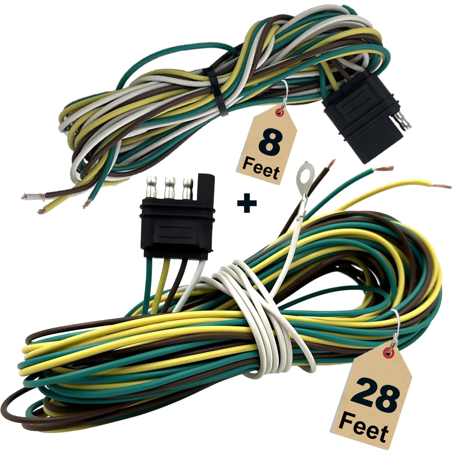 Trailer Wiring Harness Kit 36ft, Trailer Wiring [28'Male&8'Female ...