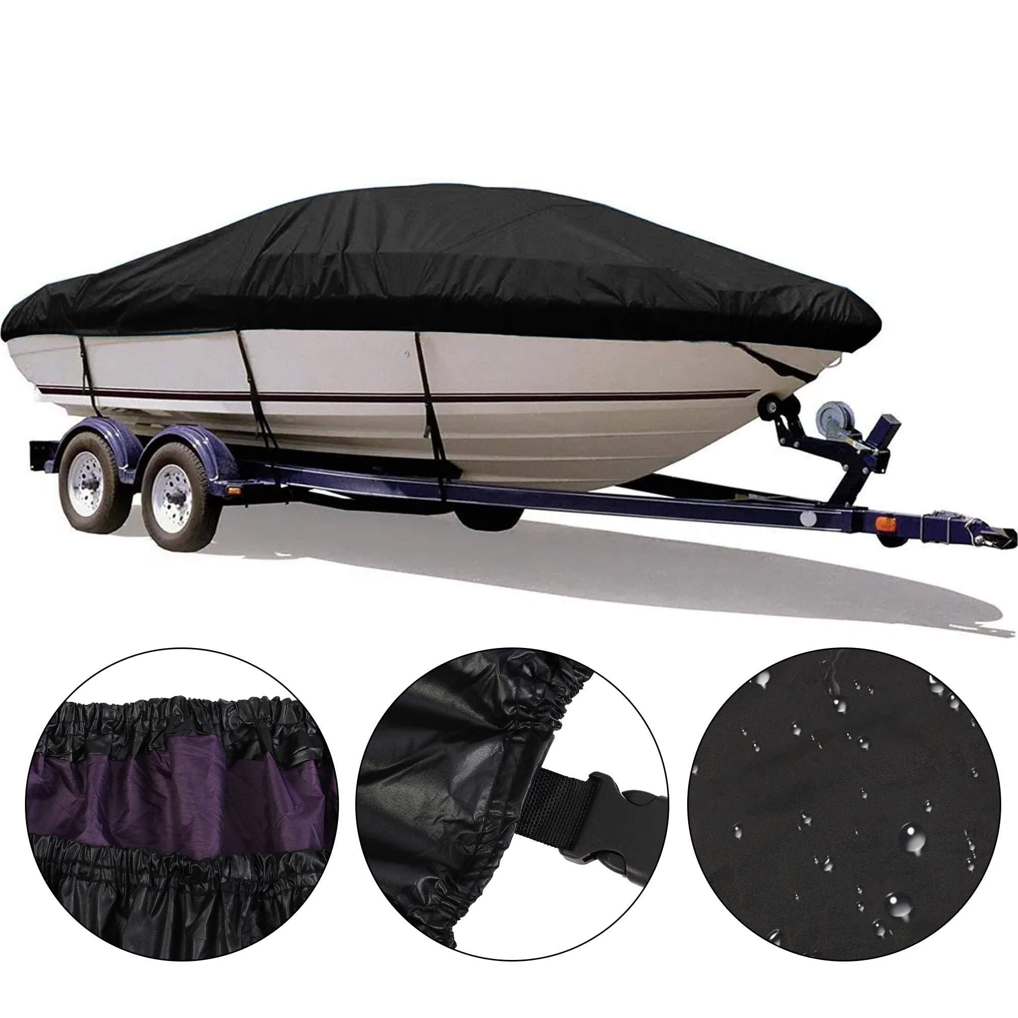 Trailerable Boat Cover, 210D Heavy Duty Boat Cover Fits V-Hull Center ...