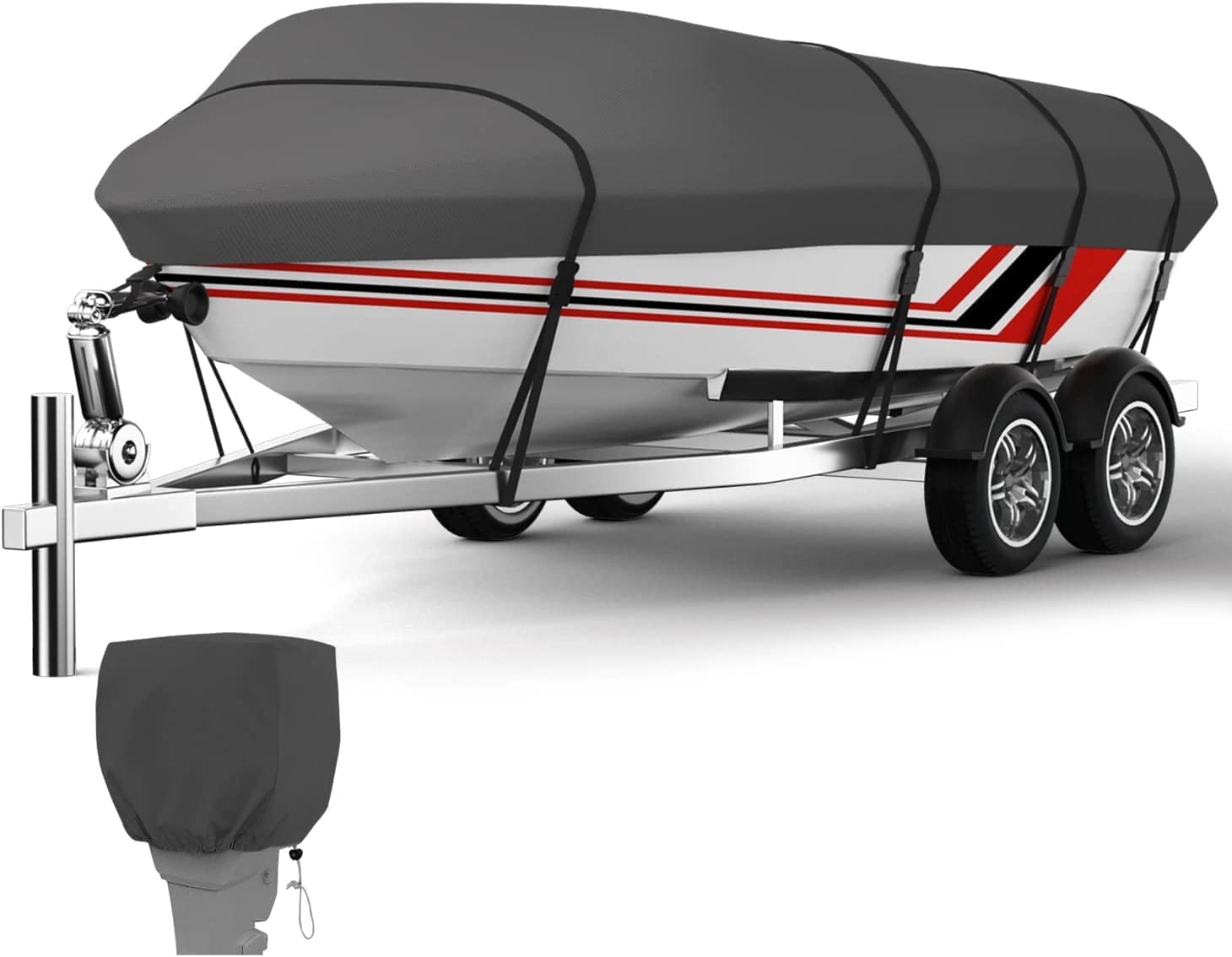 600D UV Resistant Waterproof Boat Cover 17'-19' with Motor for V-Hull ...