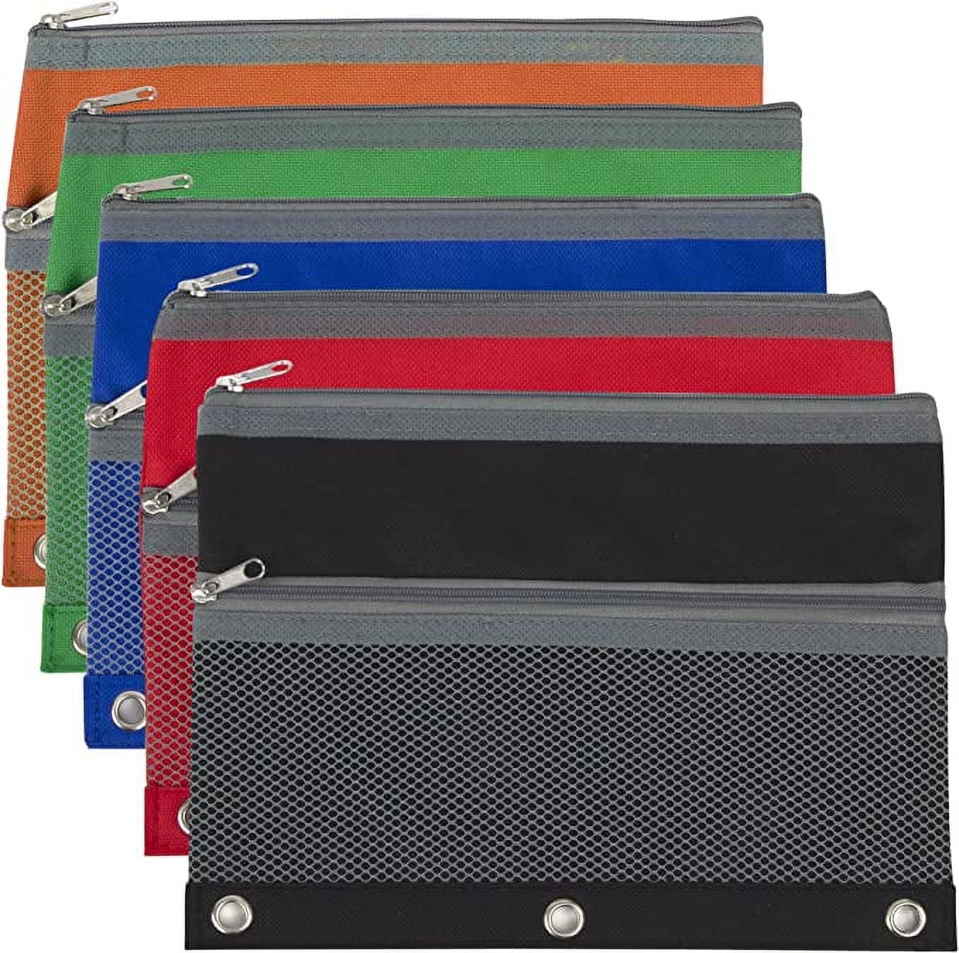 "Trailmaker Bulk 3-Ring Binder Pencil Cases with Zipper, Mesh Pockets ...