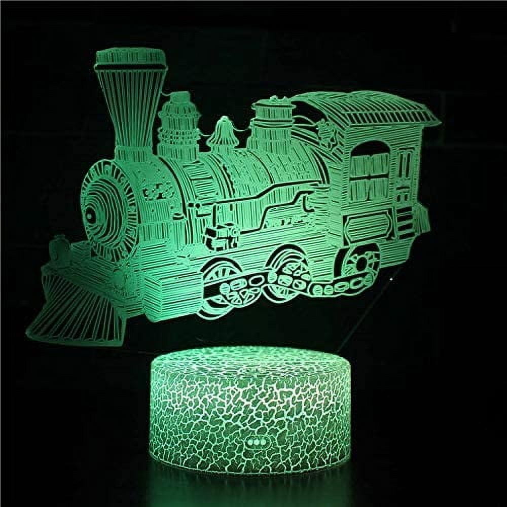 Train 3D Night Light 16 Color Change Lamp Acrylic Flat ABS Base USB ...