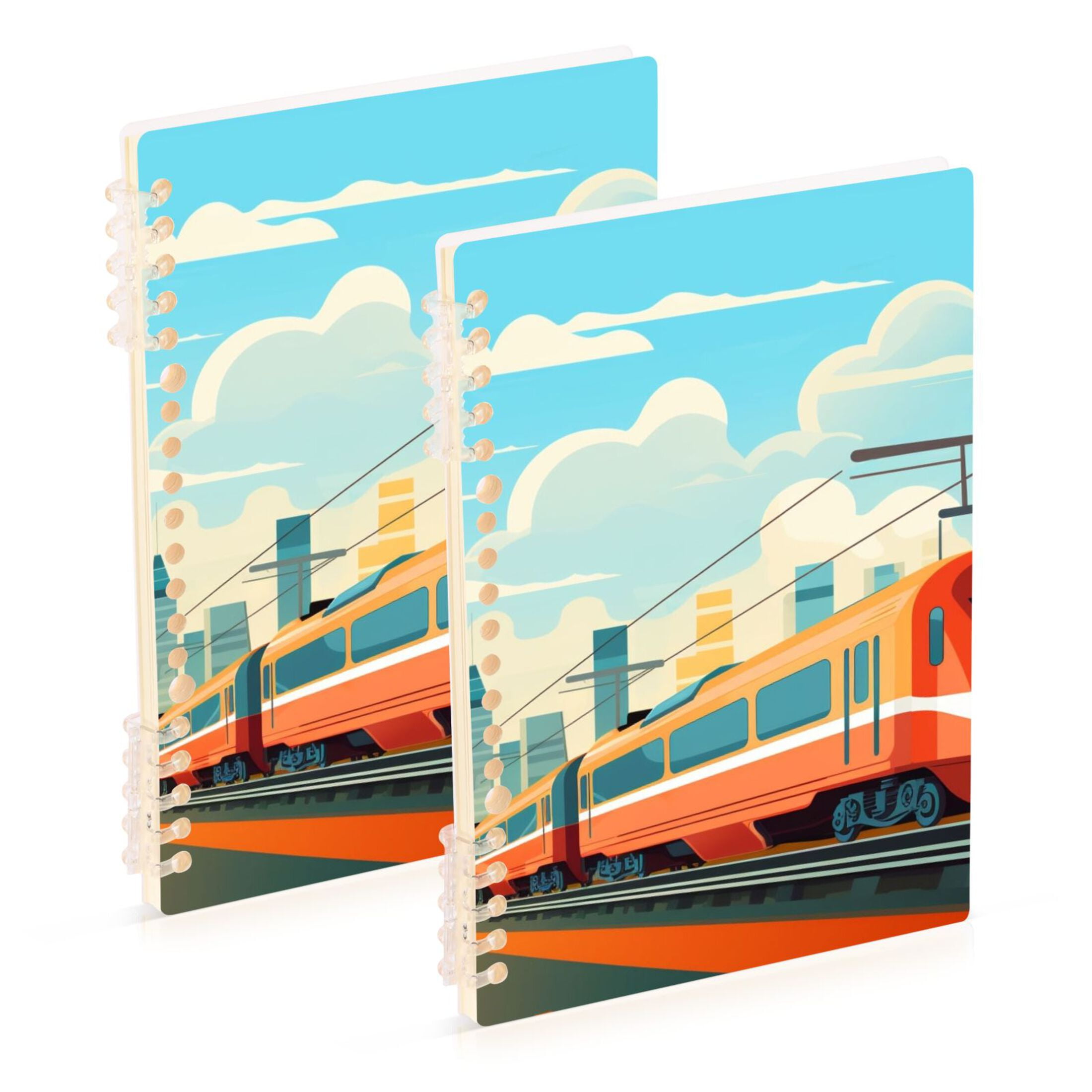 Train Airplane Sky Ring Binder Notebook Journey Note Diary College ...