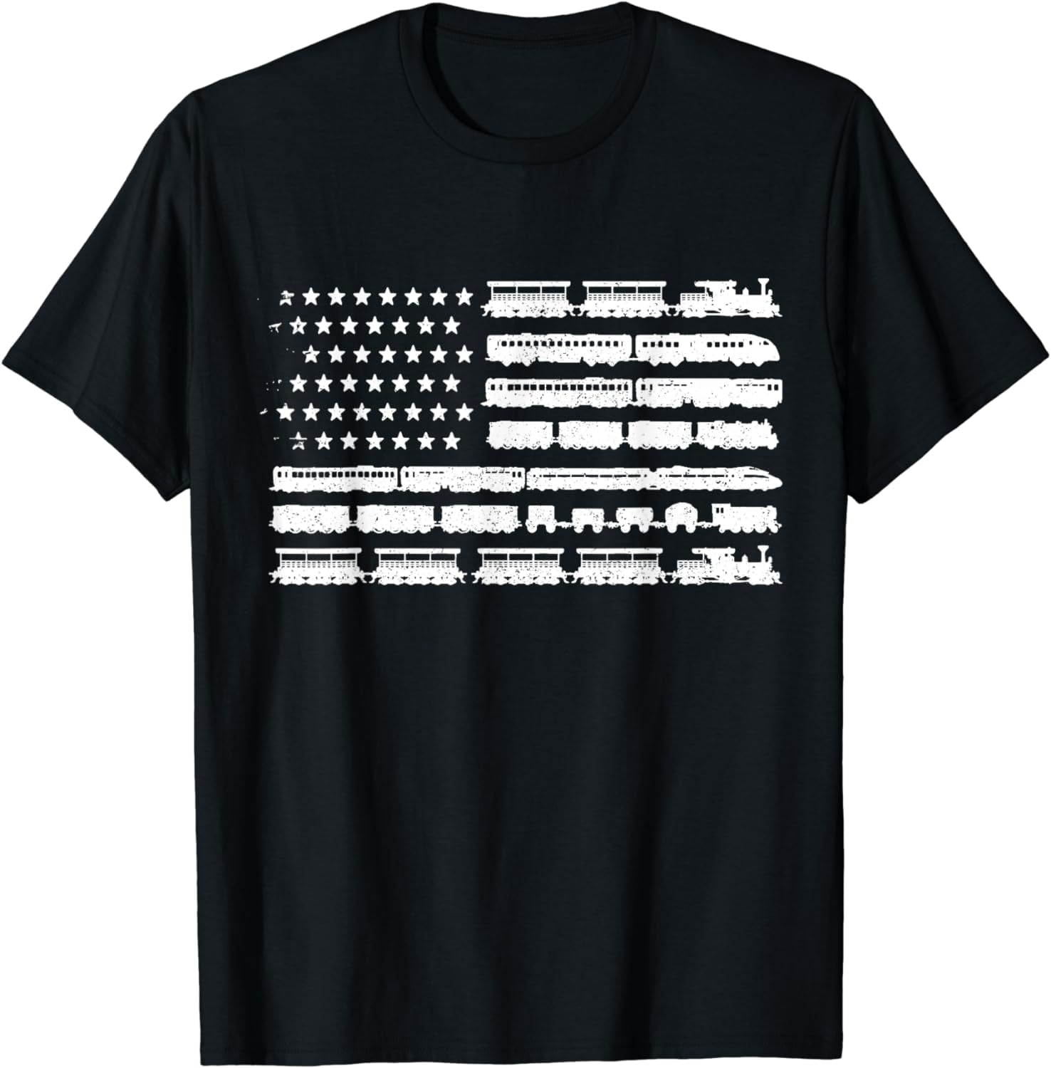Train American Flag Patriotic Locomotive Railroad T-Shirt - Walmart.com