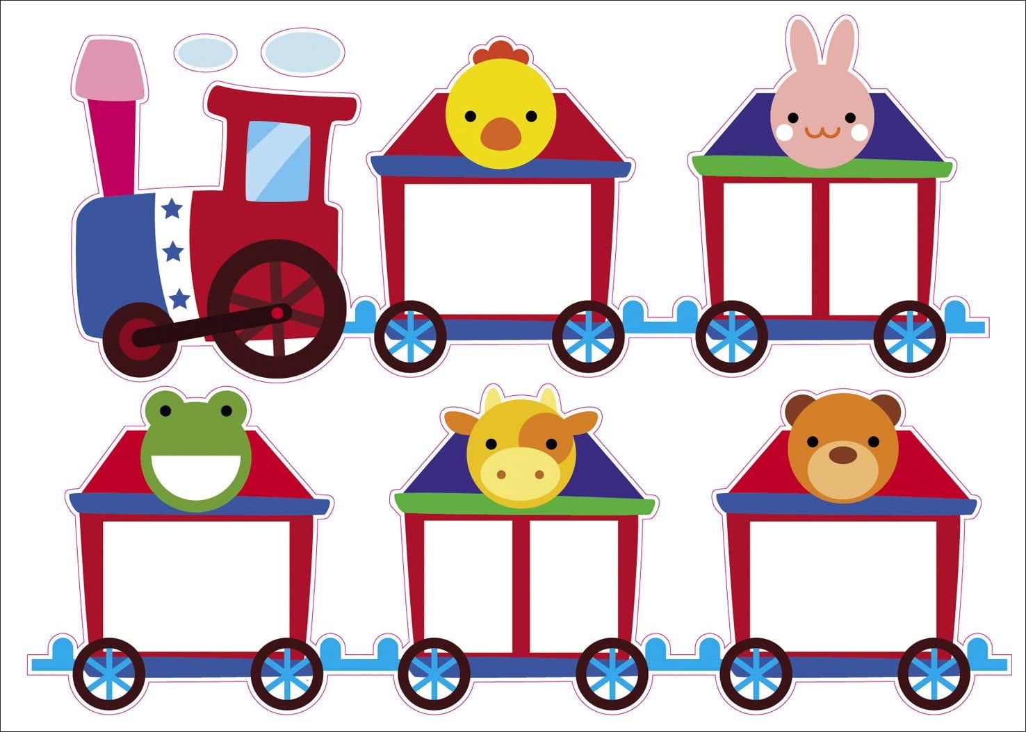 Train and Animal Style Education Easy Peel and Stick DIY Wall Decal ...