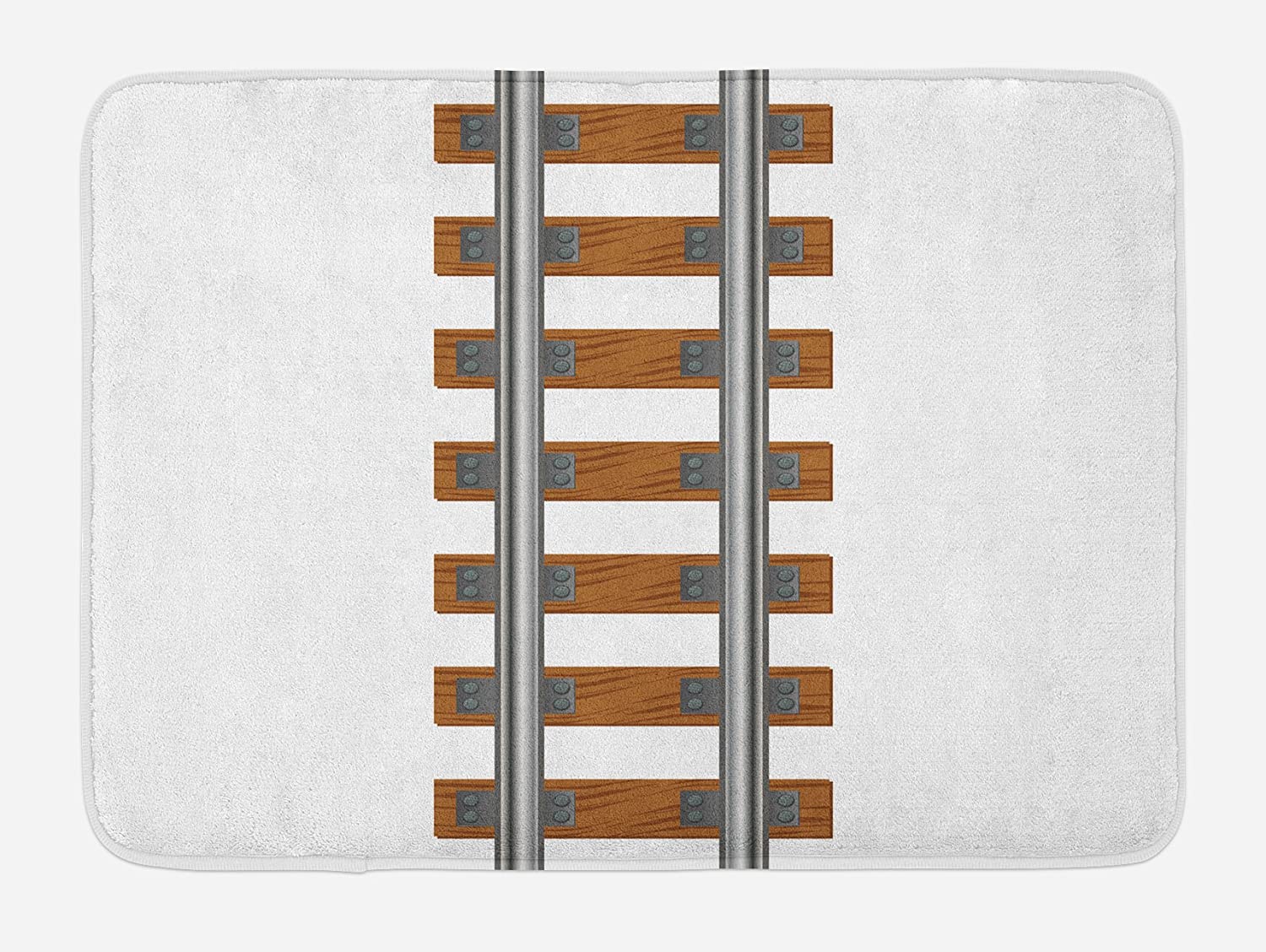 Train Bath Mat, Vertical Tracks Railroad for Trains Ways of ...