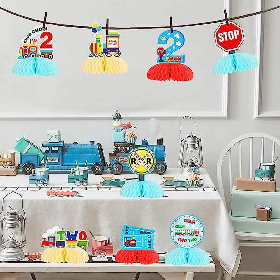 Train Birthday Decorations for 2 Year Old, Railroad Train Crossing ...