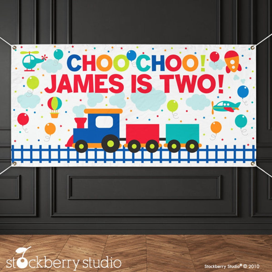 Train Birthday Vinyl Banner Choo Choo I'm Two Backdrop - Walmart.com
