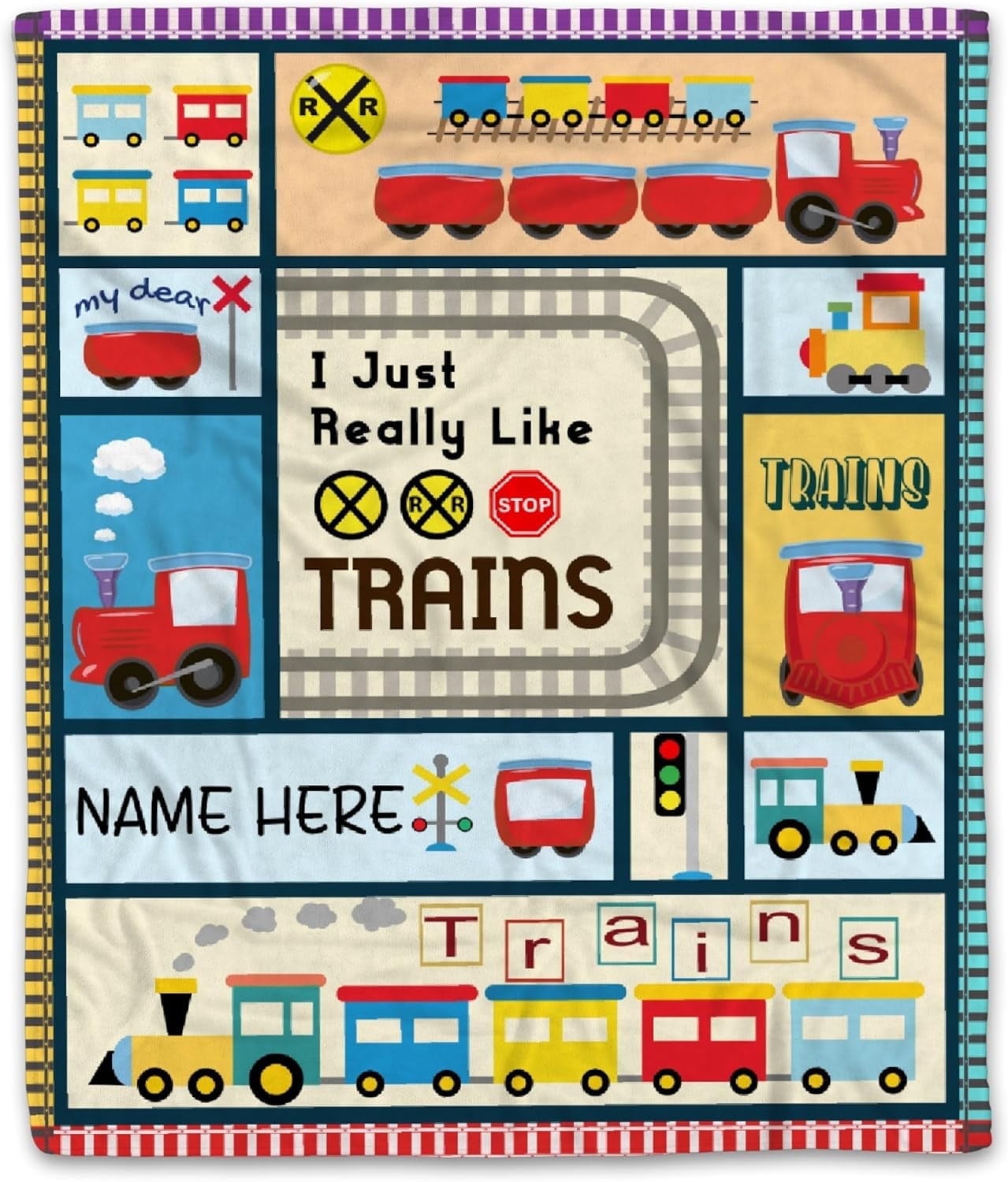Train Blanket Custom Name Train Gifts for Men Boys I Just Really Like ...