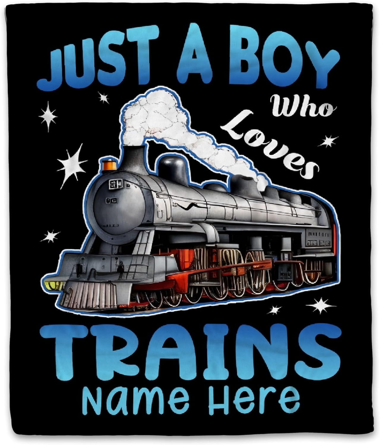 Train Blanket Custom Name Train Gifts for Men Boys Just A Boy Who Loves ...