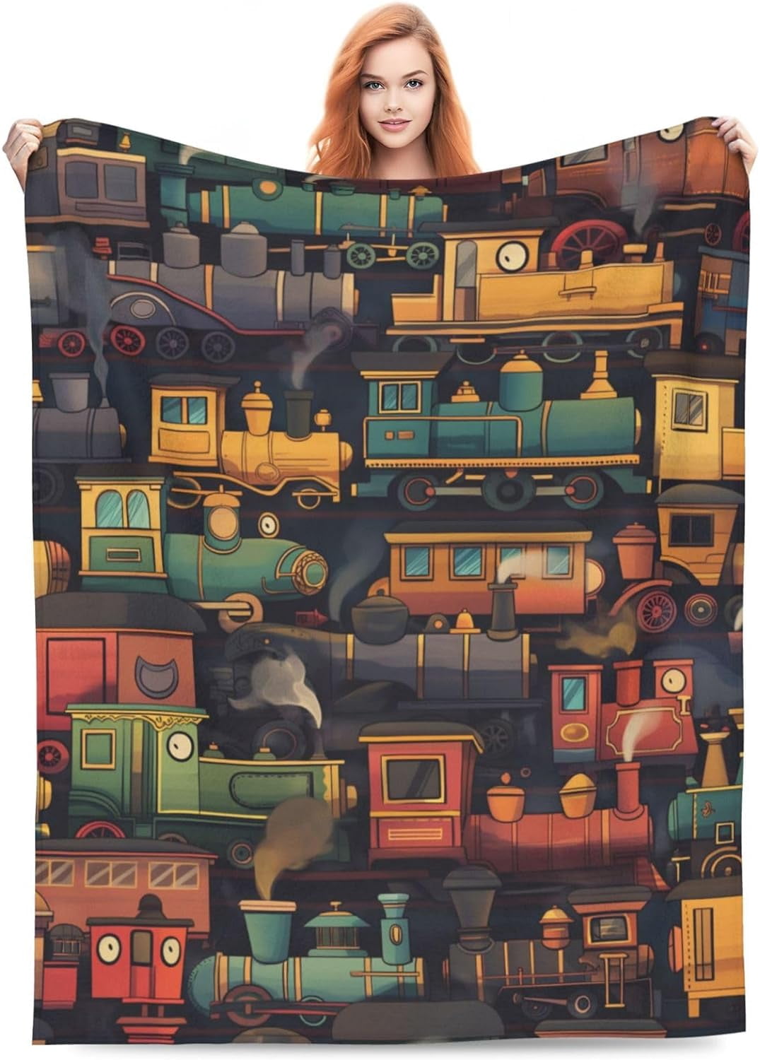 Train Blanket Gifts for Kids Boys Soft Warm Lightweight Cozy Funny ...