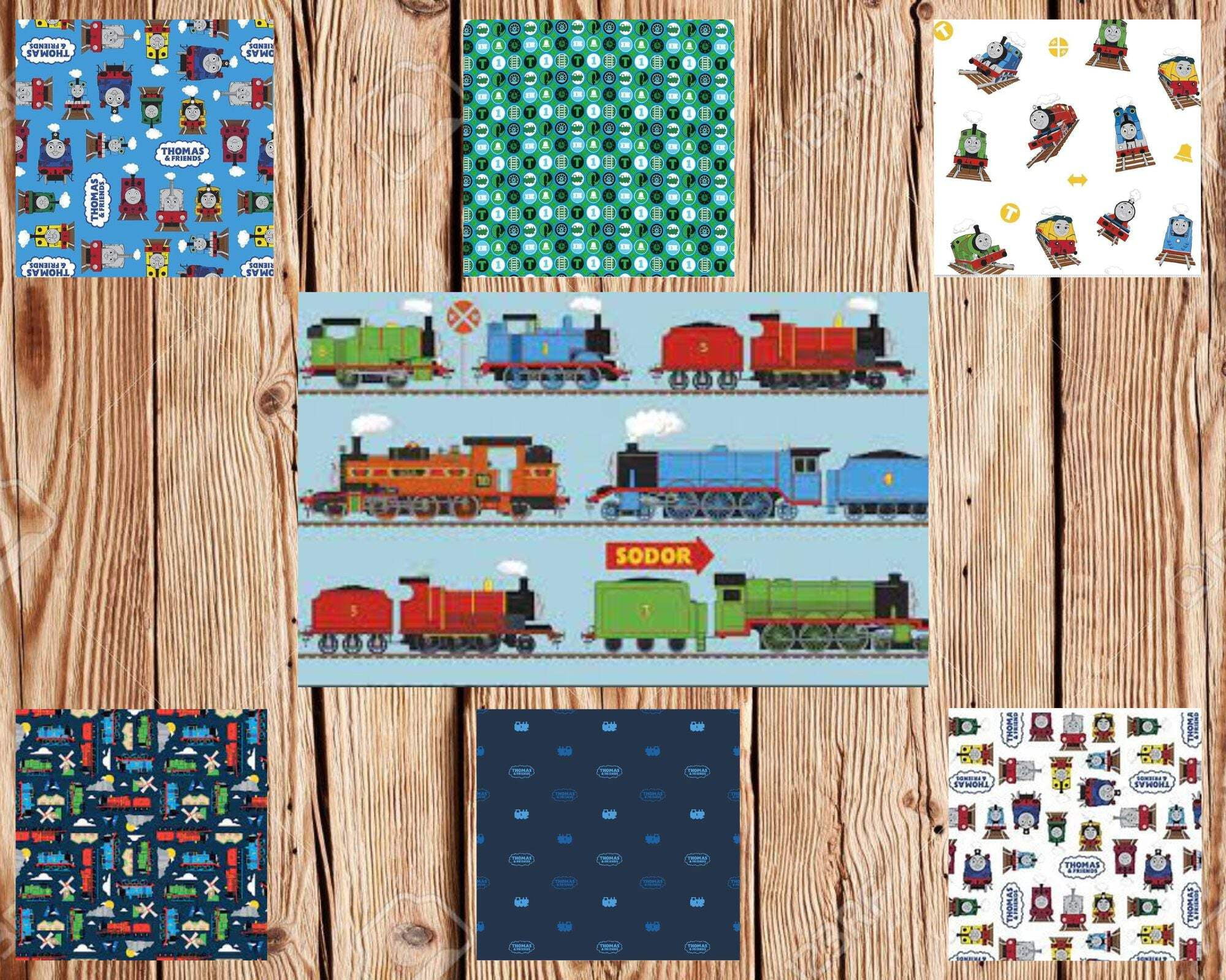 Train Bundle with Train Line Blue Panel Fabric and 6 print Bundle, FAT ...