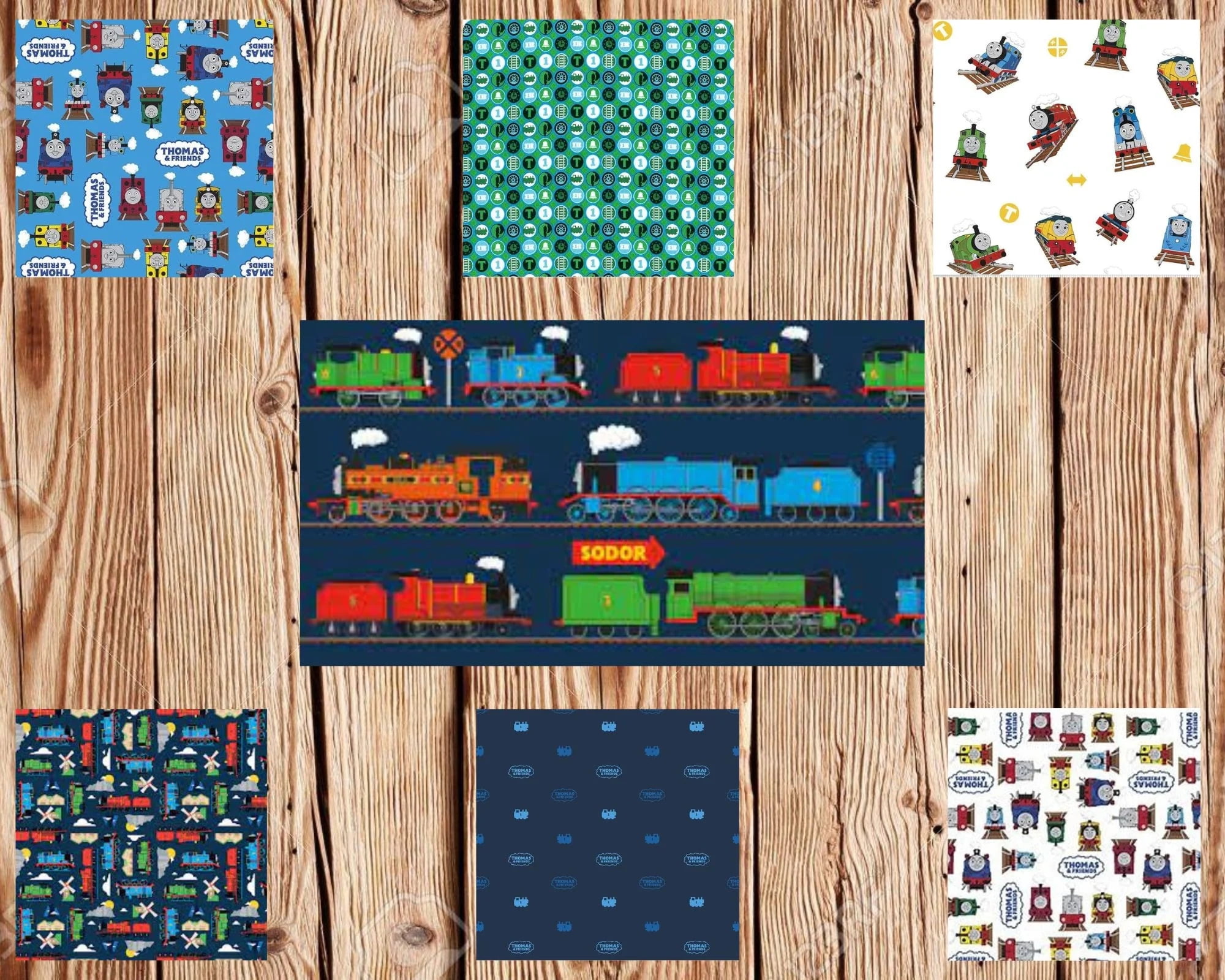 Train Bundle with Train Line Navy Panel Fabric and 6 print Bundle, FAT ...