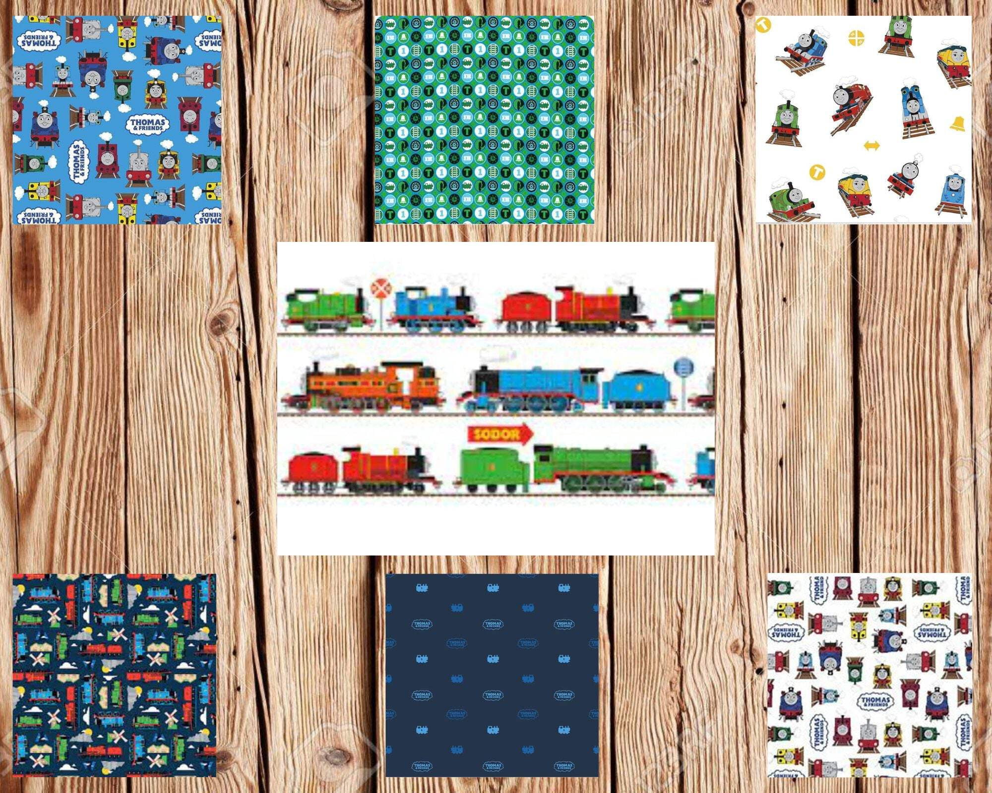 Train Bundle with Train Line White Panel Fabric and 6 print Bundle, FAT ...