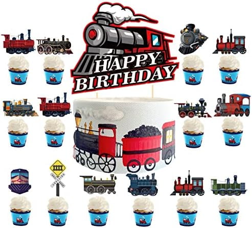 Train Cake Decorations 25 Pcs Cake Topper Cupcake Toppers for Train ...