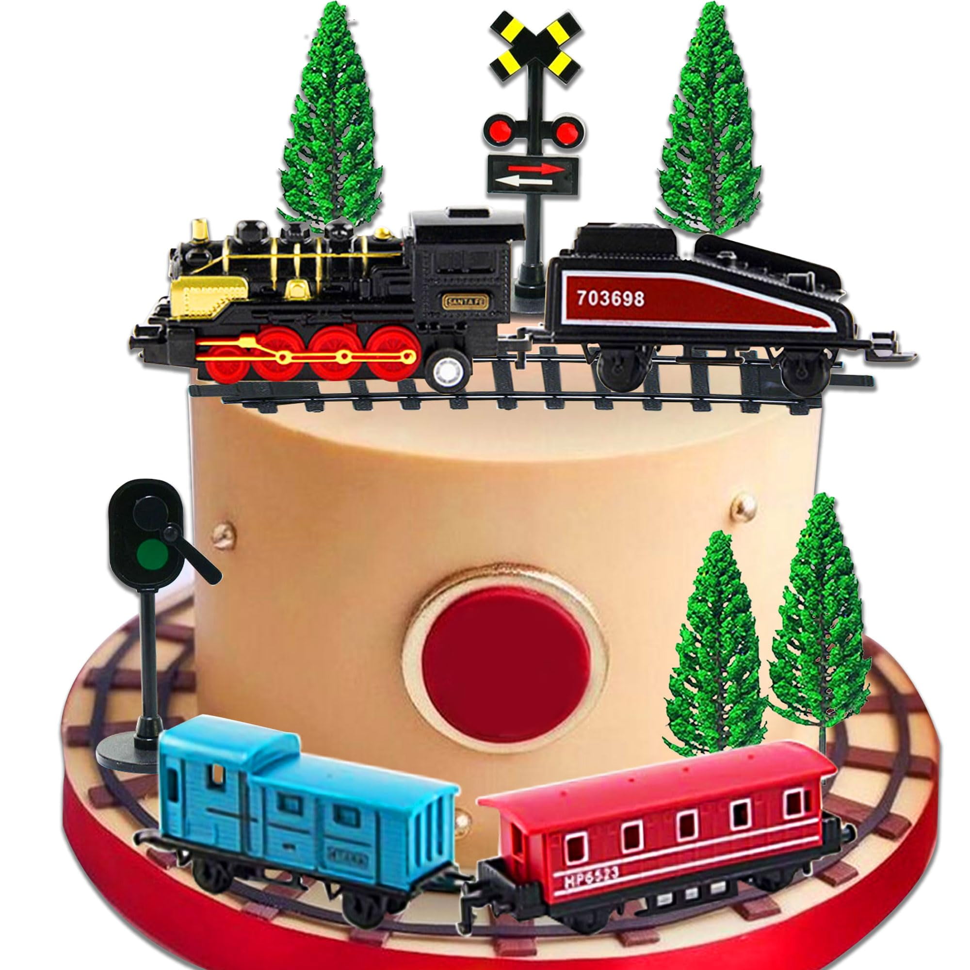 Train Cake Decorations Mini OIF8 Train Figure Traffic Track Railway ...