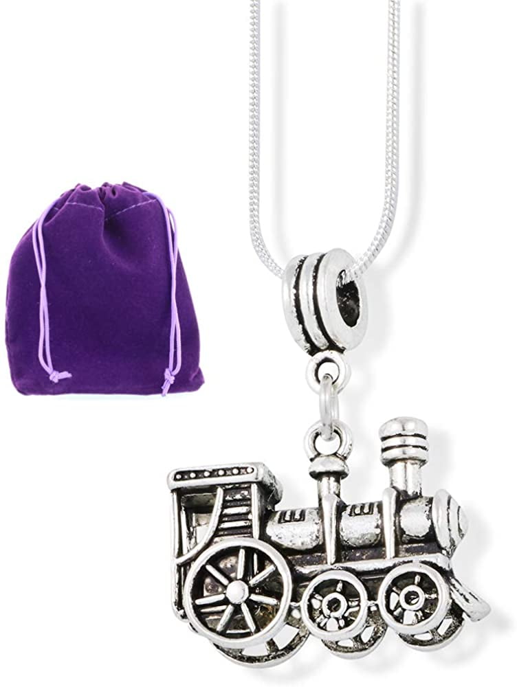 Train Charm Necklace | Train Pendant on a 22 inch Stainless Steel Snake ...