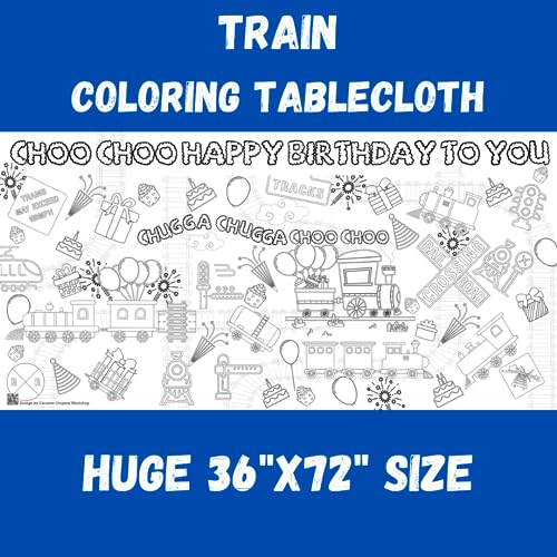 Train Coloring Poster, Chugga-Chugga-Choo-Choo Train Coloring Banner ...