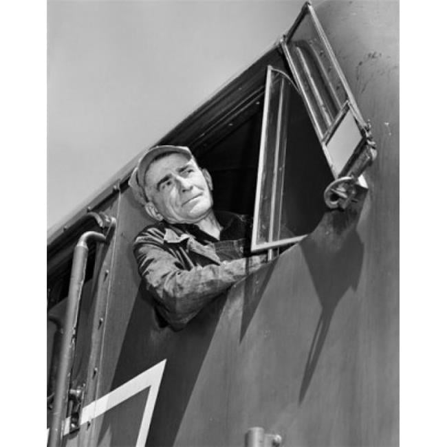 Train Conductor Leaning Out From an Engine Window Poster Print - 18 x ...