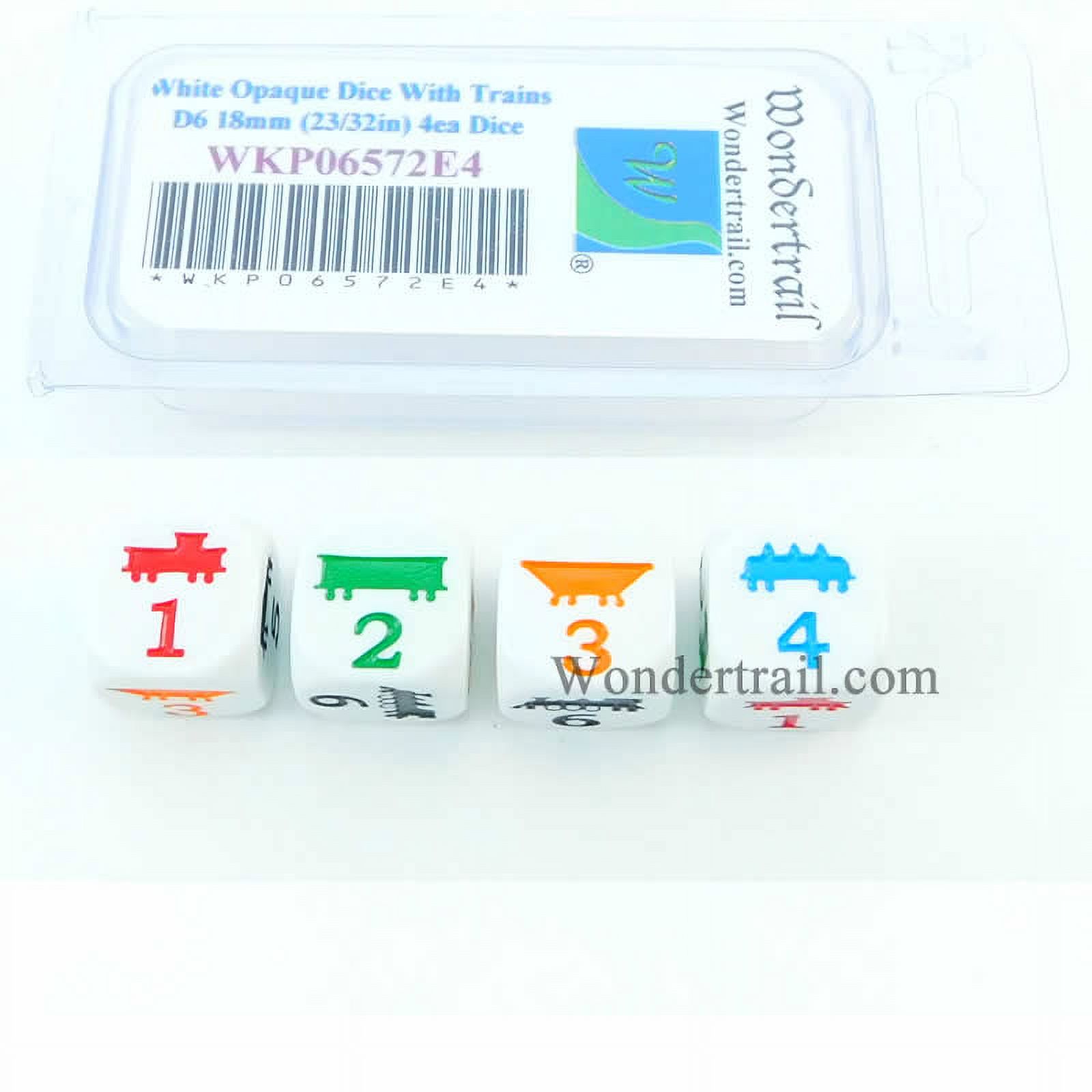 Train Dice D6 White Opaque with Different Color Trains 18mm (23/32in ...