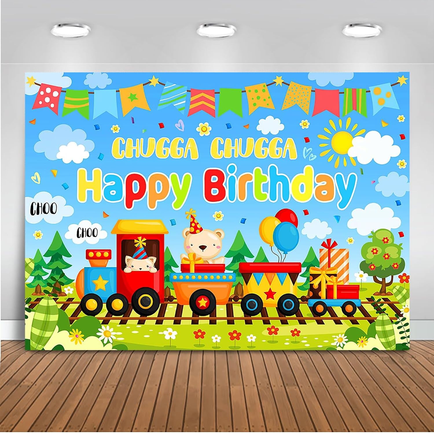 Train Happy Birthday Backdrop Train Party Decorations Banner for Boy Girl Kid Train Birthday ...