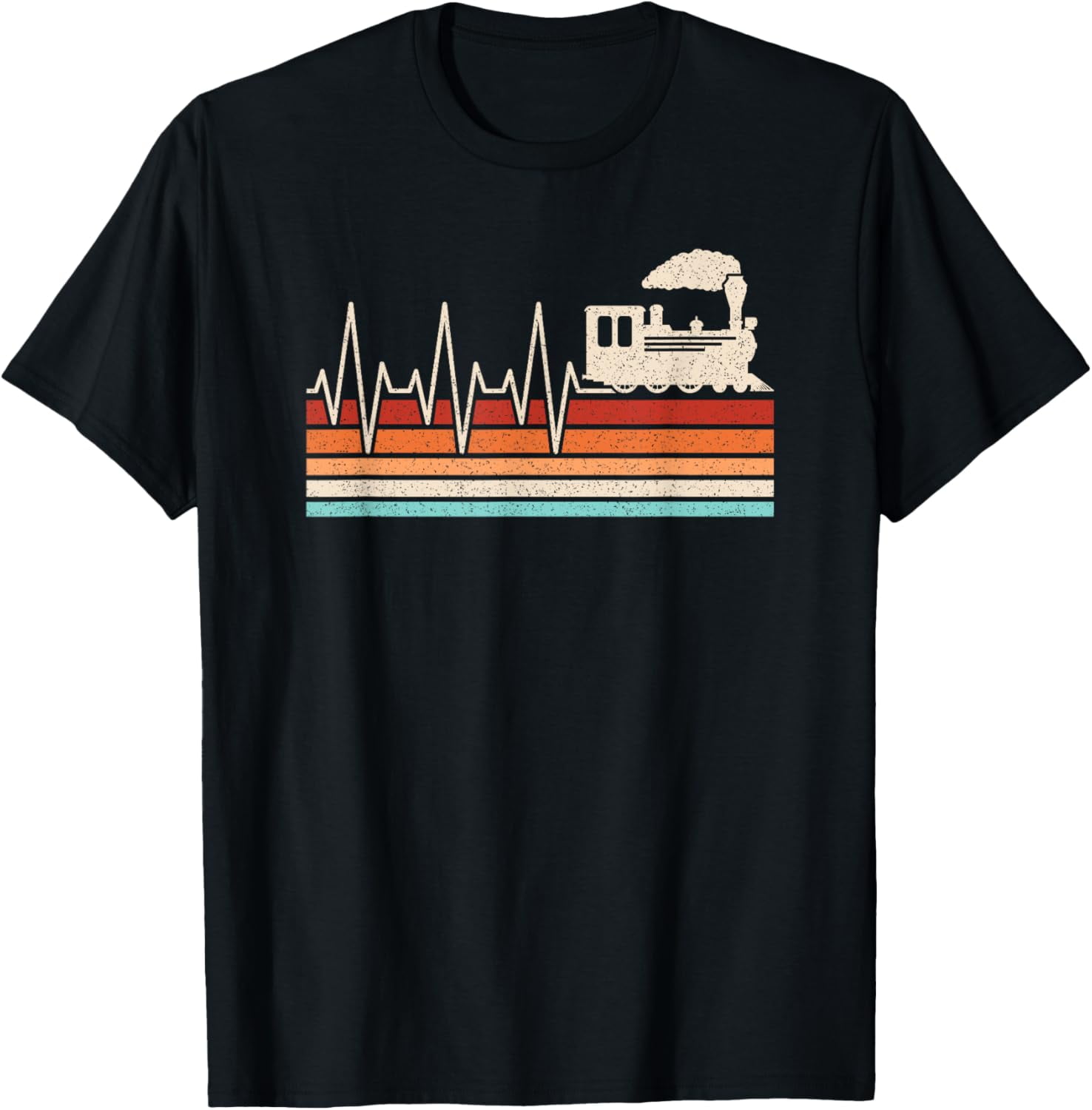 Train Heartbeat Railroad Model Train Lover Retro Locomotive T-Shirt ...