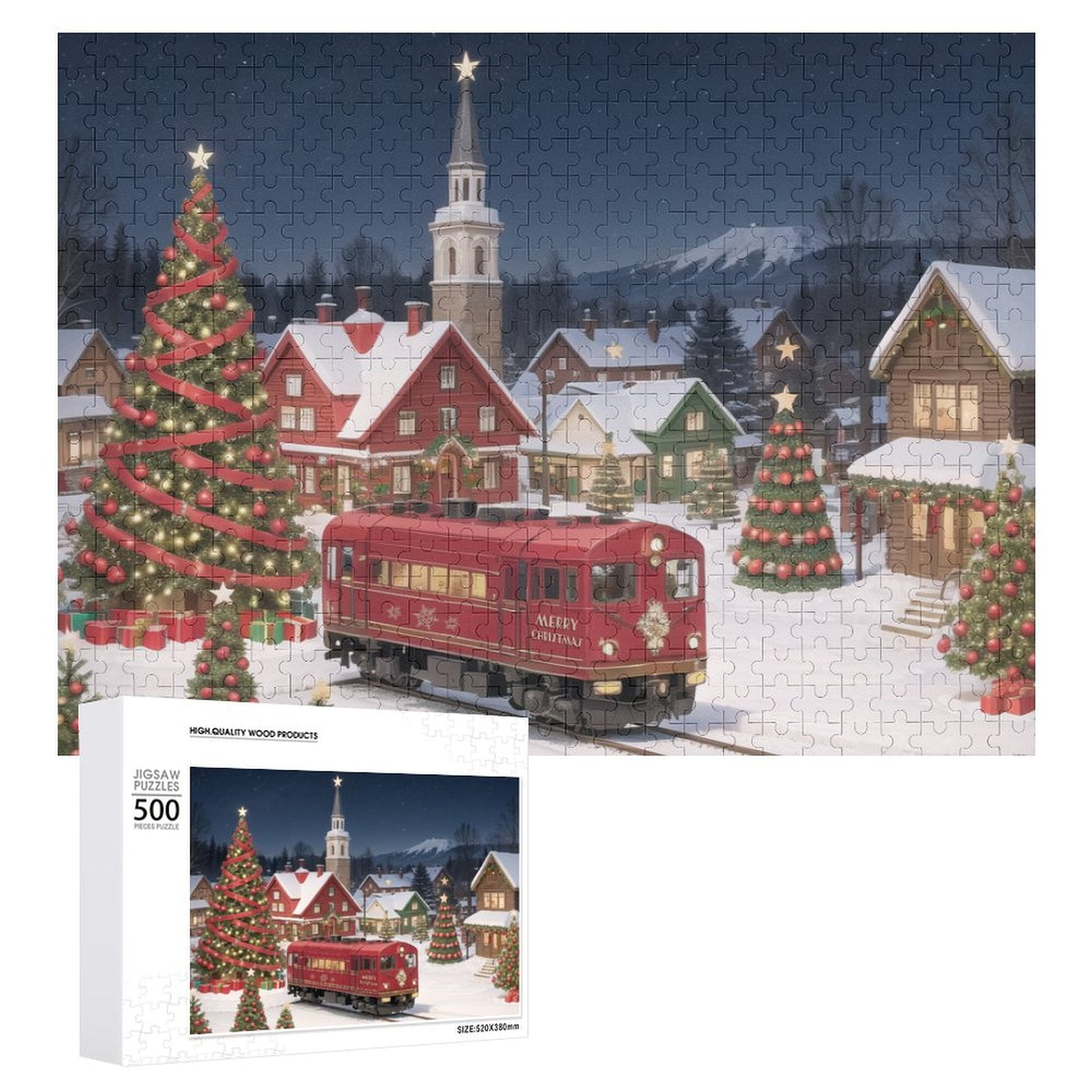 Train Holiday,Christmas Festival 500 Piece Jigsaw Puzzle for Adults ...