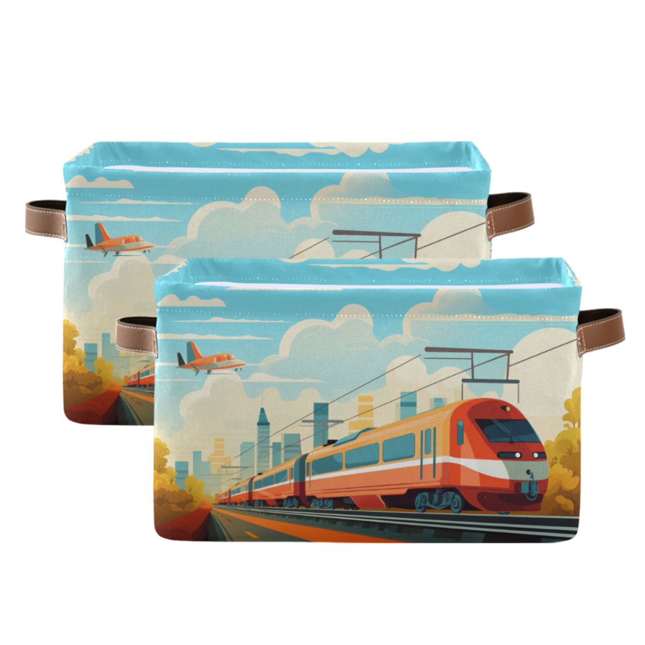 Train Landscape Storage Basket Large Bin Laundry Boxes Toys Foldable ...