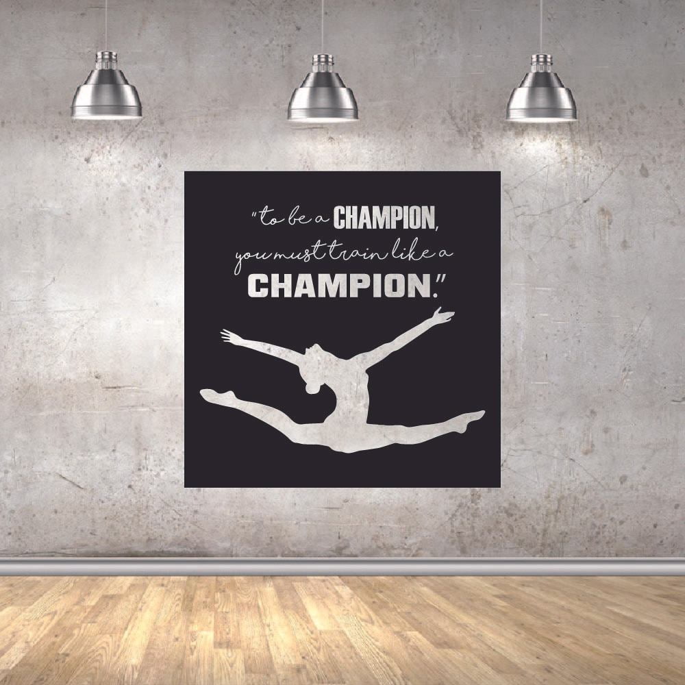 Train Like A Champion Gymnastics Motivation Quote Wall Sticker Art ...