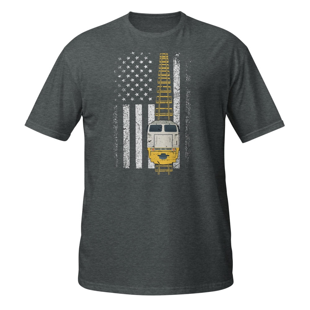 Train Locomotive Engine USA American Flag 4th of July Art Premium T ...
