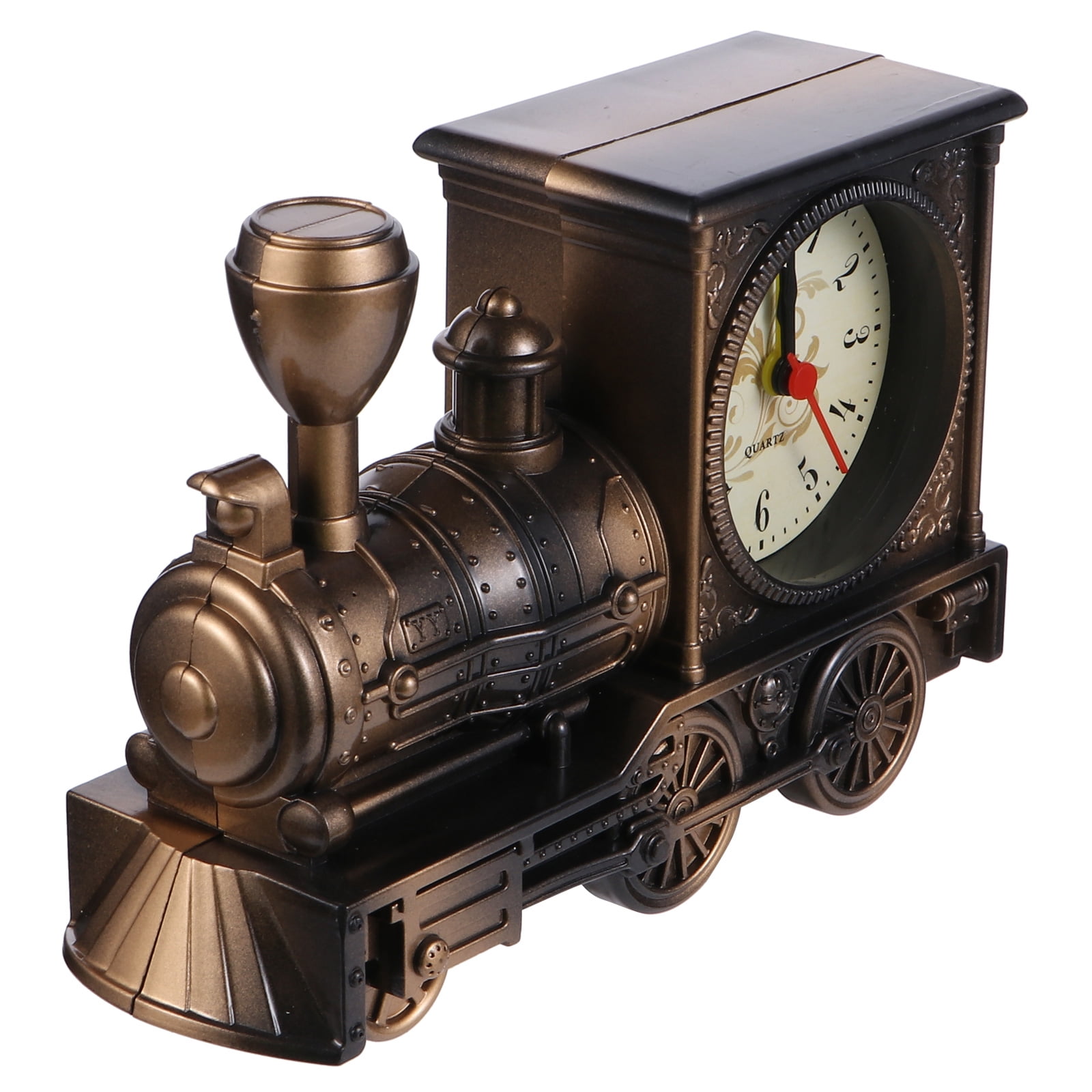 UEETEK Bronze Train Alarm Clock Retro Style Alarm for Living Room Decor ...