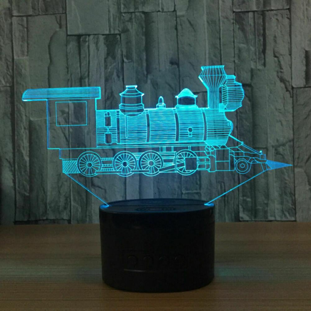 Train Model LED 7 Color 3D illusion LED Figure Night Lights Desk Table ...