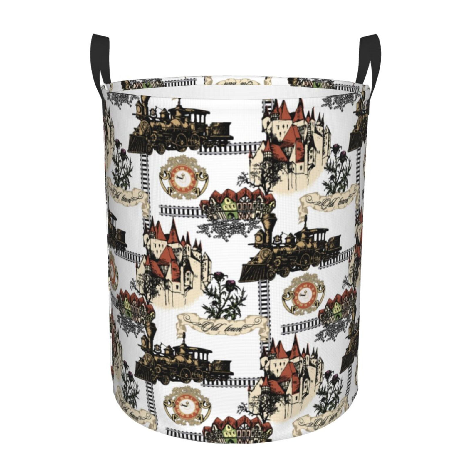 Train Pattern Vintage Laundry Basket, Laundry Hamper Waterproof Laundry ...