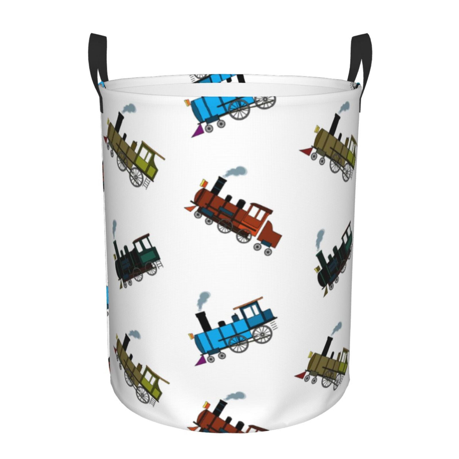 Train Pattern colorful Round Laundry Basket, Laundry Hamper with Handle ...