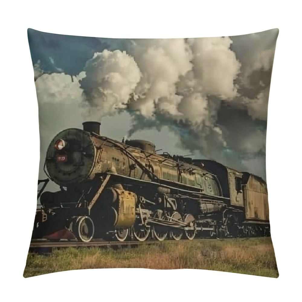 Train Pillow Covers for Home Sofa Bed Couch Retro Steam Engine Throw ...