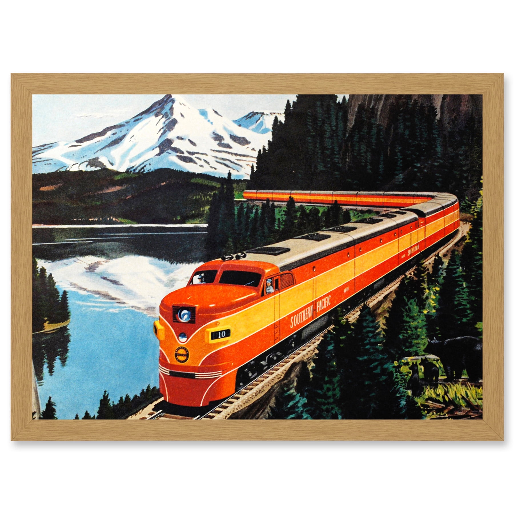 Train Rail Southern Pacific Mountain Travel Railway Vintage A4 Artwork ...