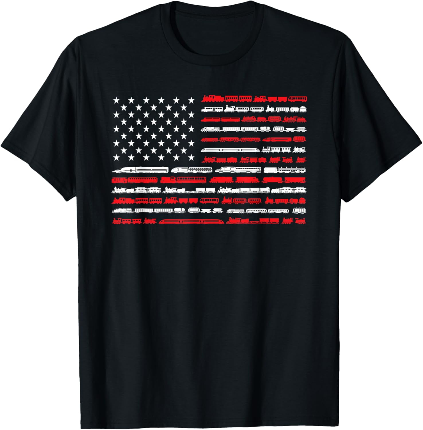 Train Railroad American Flag Vintage Locomotive T-Shirt - Walmart.com