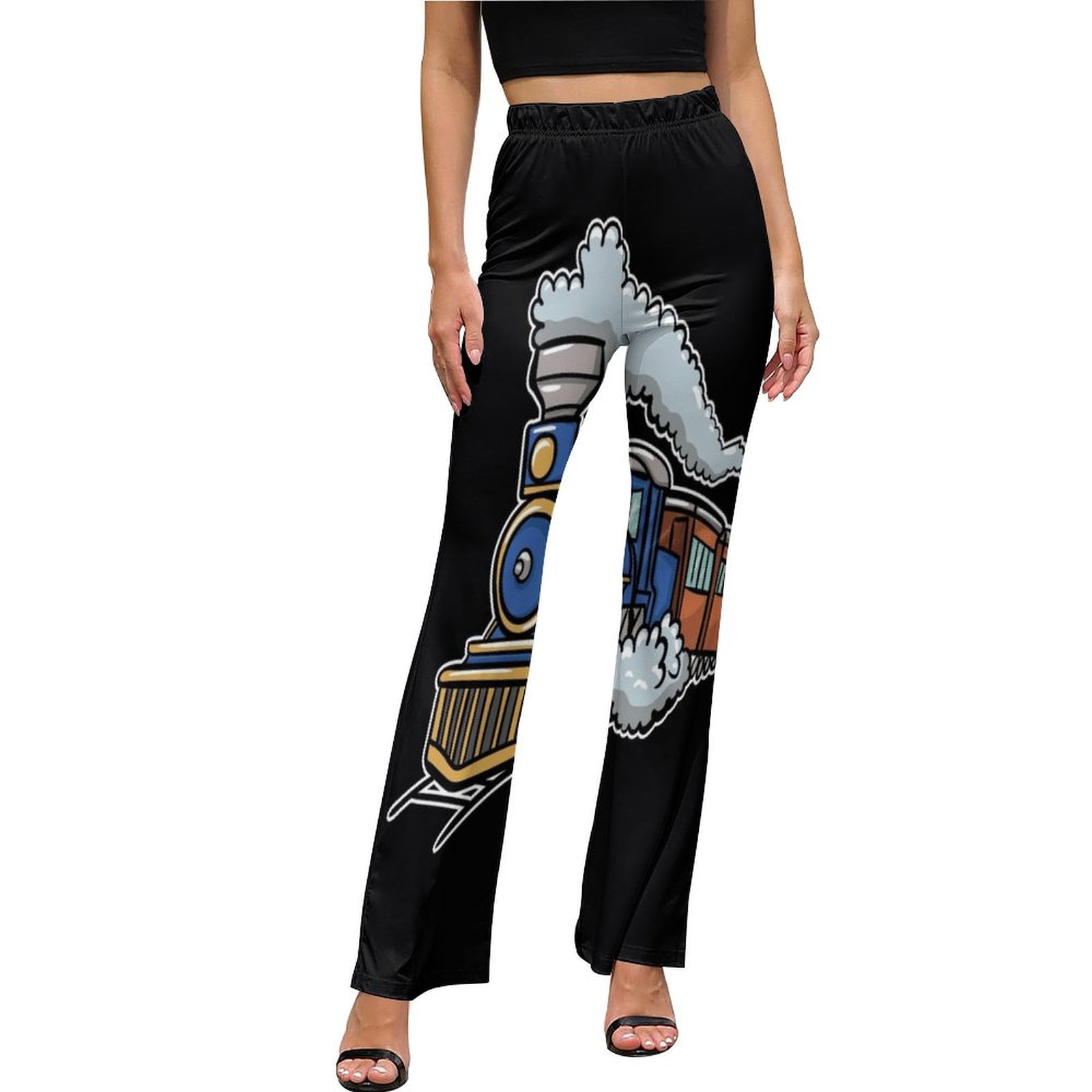 Train Railroad High Waisted Casual Flared Trousers Summer Home Pants ...