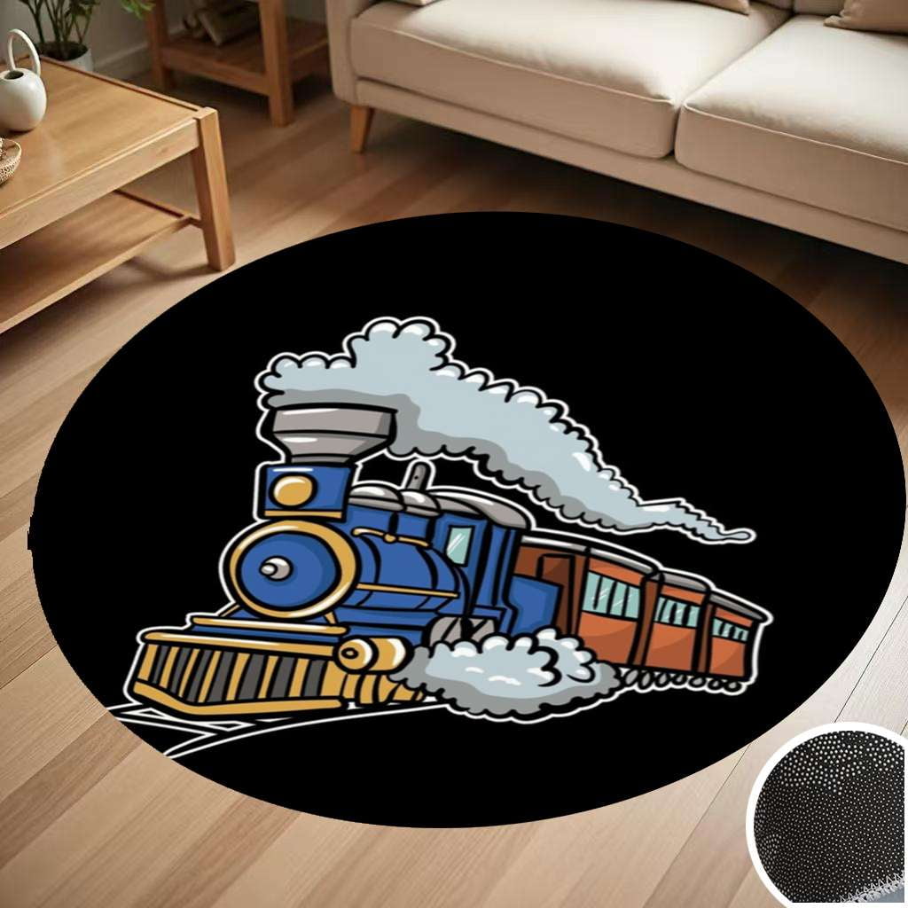 Train Railroad Round Carpet Living Room Bedroom Home Decoration Coffee ...