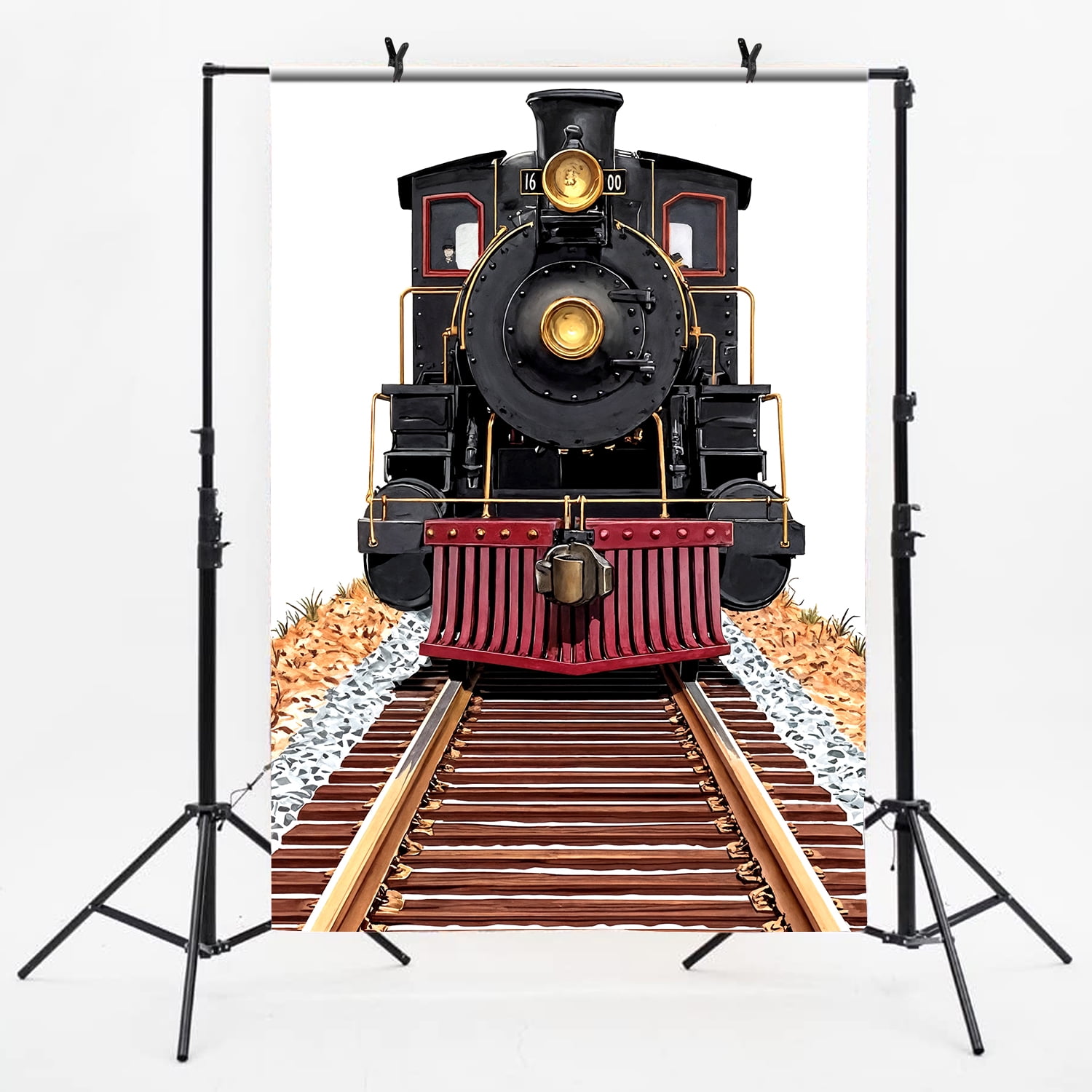 Train Railroad Track Backdrop,Retro Steam Train Aisle Photography ...