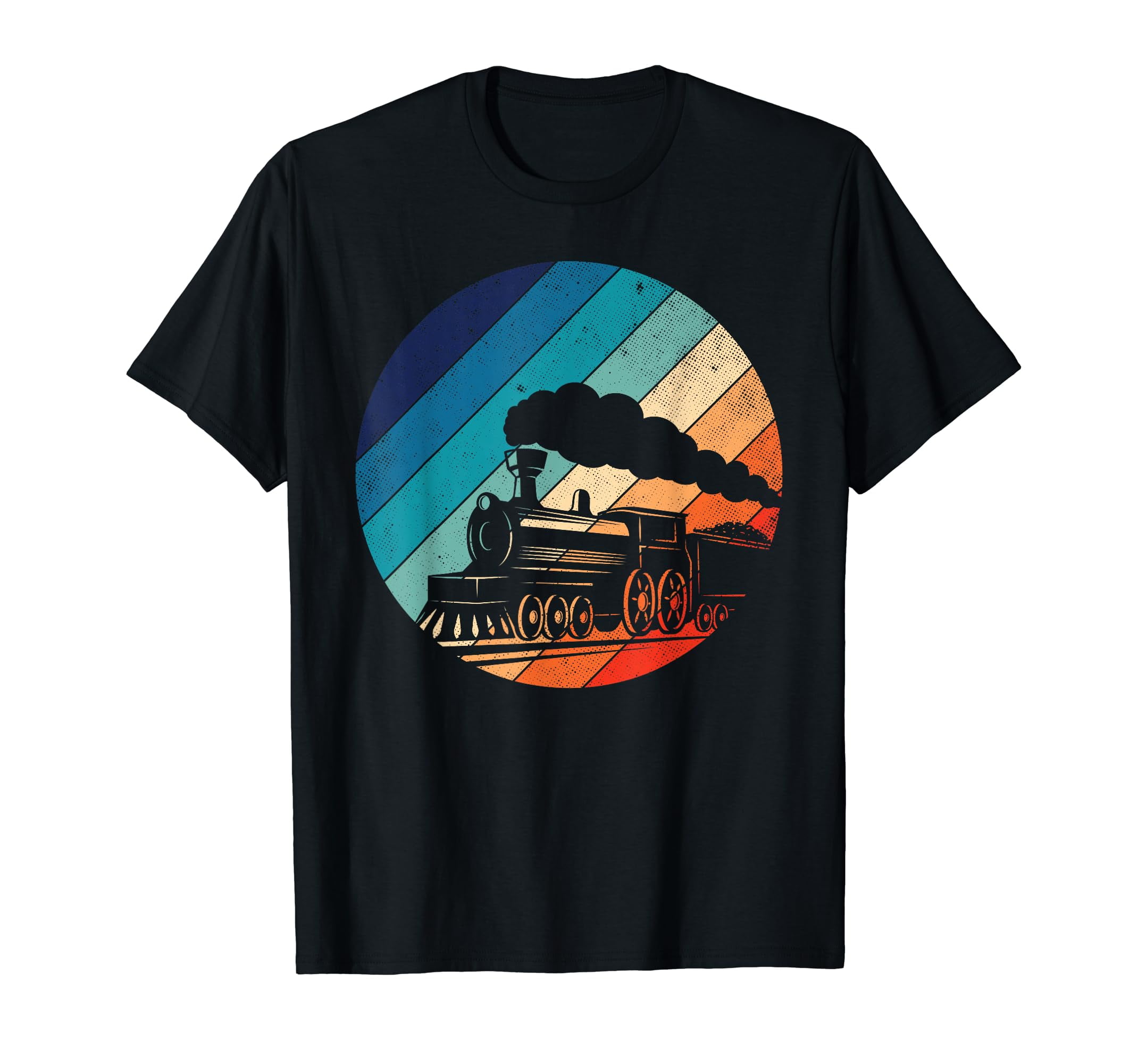 Train Railroad Vintage Retro Locomotive Old Model T-Shirt Black Tee ...