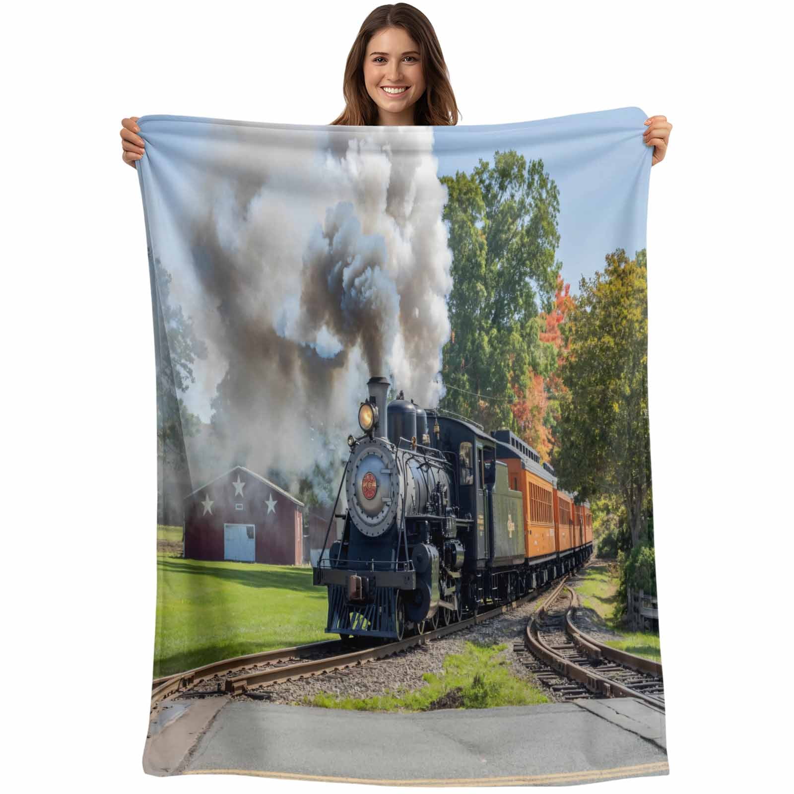 Train Railway Blanket Soft Cozy Warm Throw Blanket for Couch, Plush ...