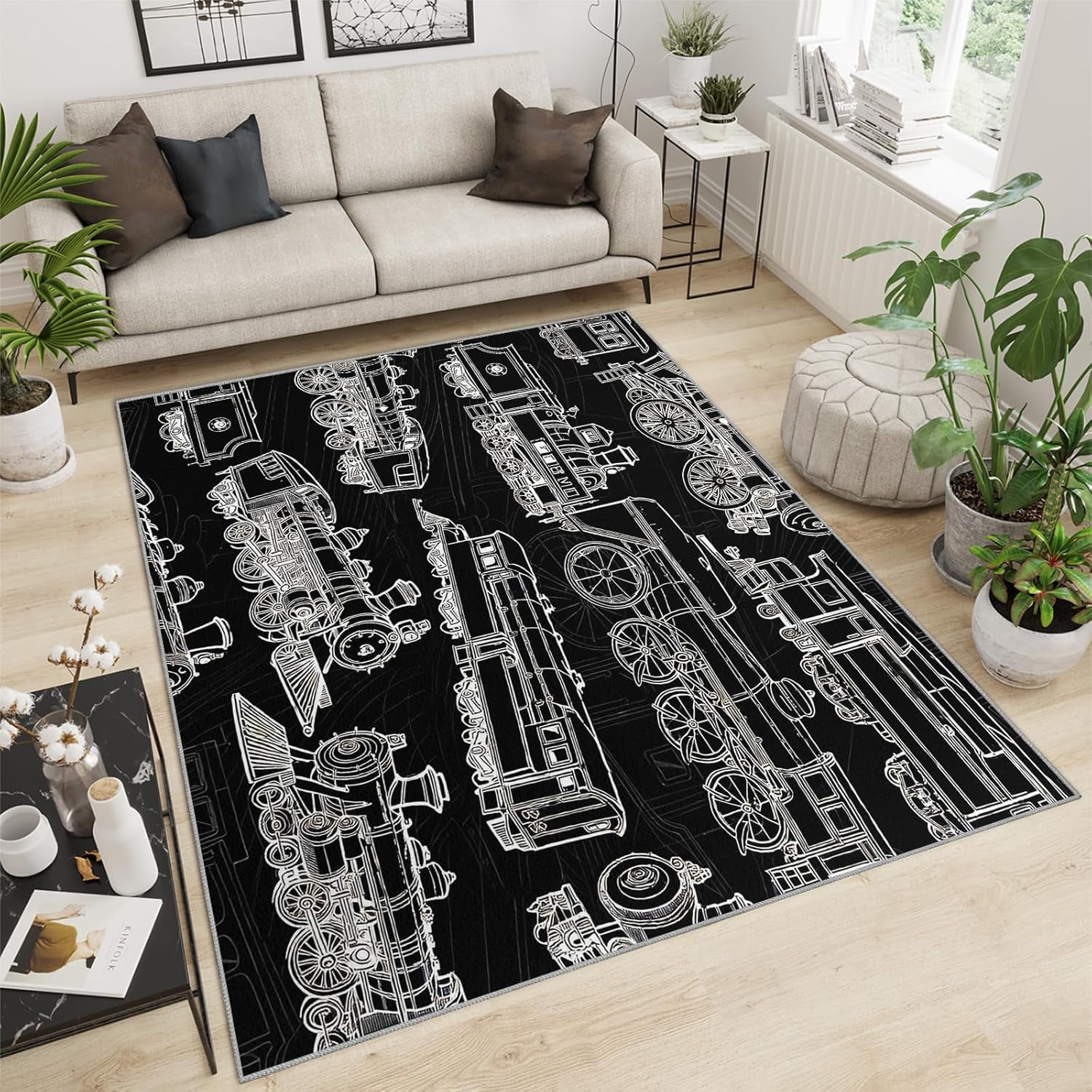Train Rug Large Train Carpet For Boys Bedroom Railway Train Area Rugs ...